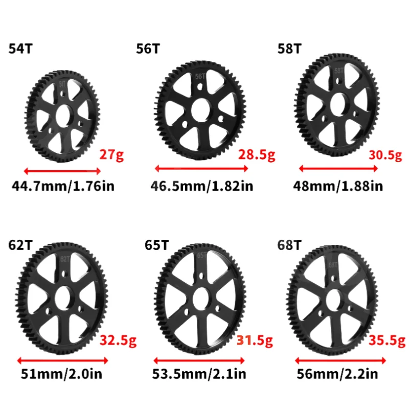 0.8M 32P 54T 56T 58T 62T 65T 68T Hardened Steel Spur Gear for TRAXXAS ...