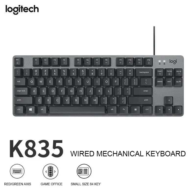 Logitech-K835-Mechanical-Keyboard-Wired-Keyboard-Game-Office-Keyboard-84-Key-Black-TTC-Axis-Red ...