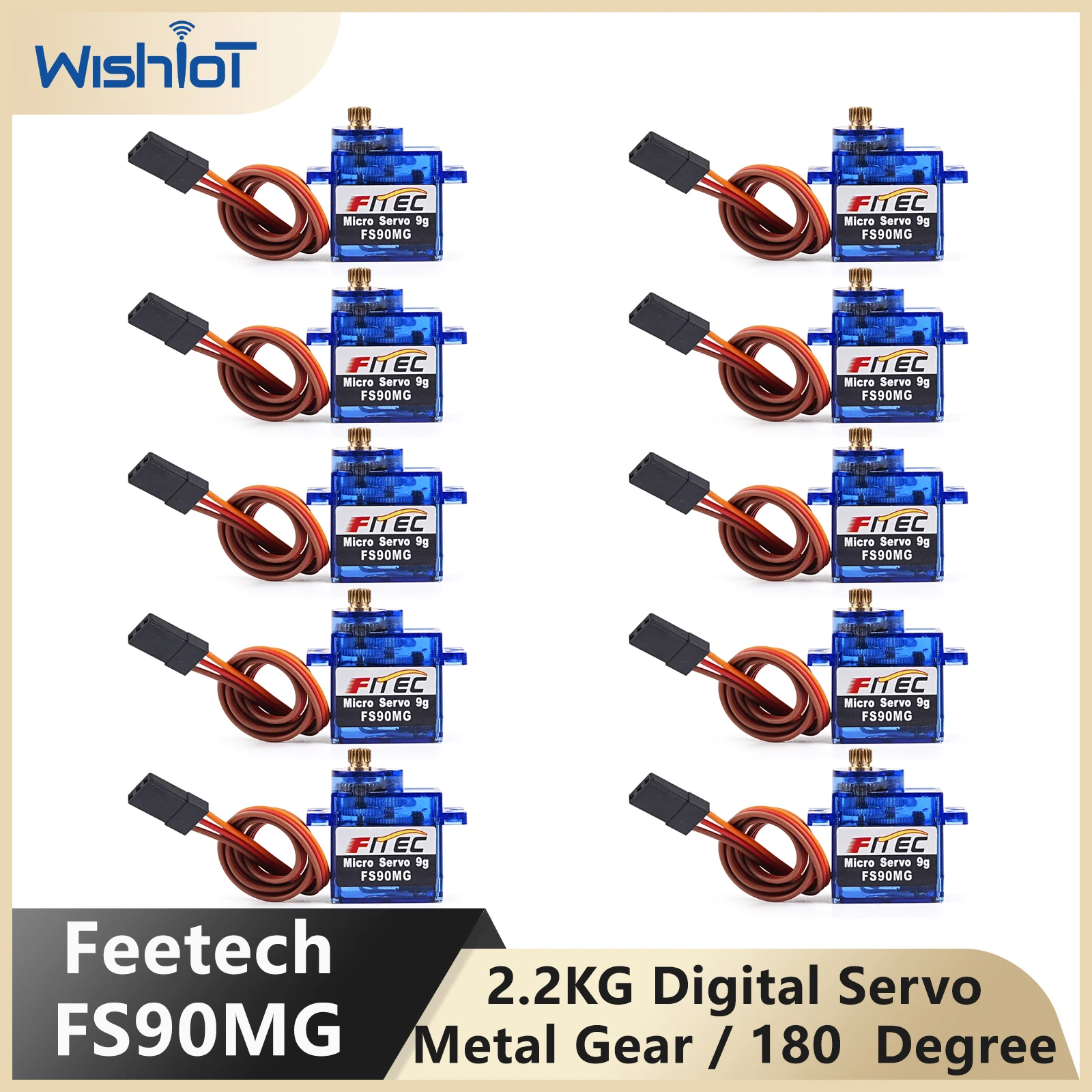 Feetech FS90MG 2.2KG 9g Digital Servo Metal Gear Micro Servo Motor 4.8 ...