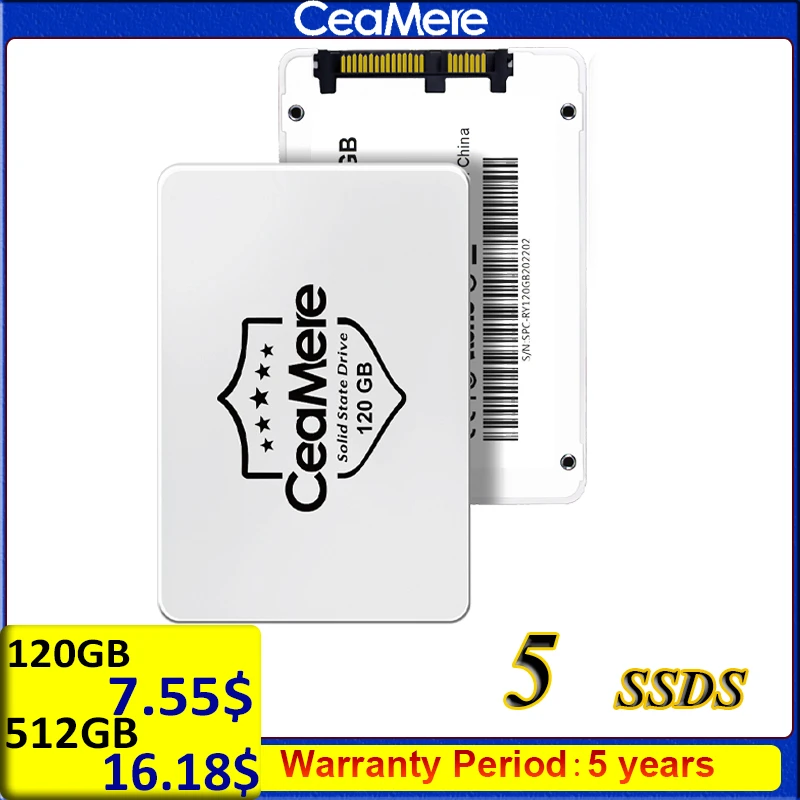 CeaMere Ssd 5PCS Ssd 128GB 256GB Hdd 2.5 Hard Disk Disc 2.5 " Internal Solid State Drive For ...
