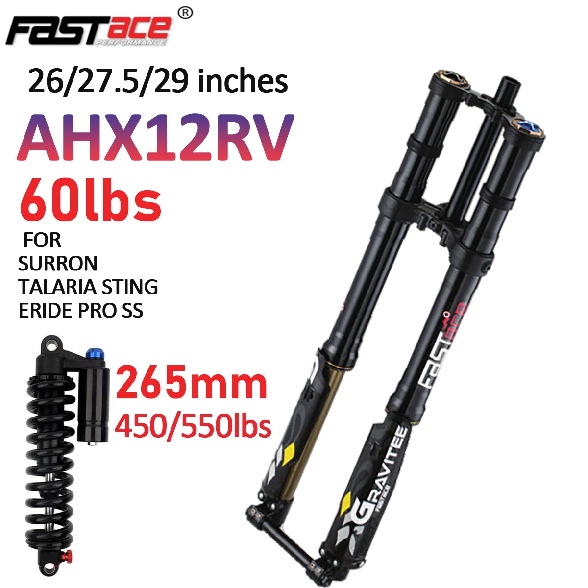 FASTACE-AHX12RV-SUR-RON-UPGRADED-60lbs-FORK-SUSPENSION-265X450-550lbs ...