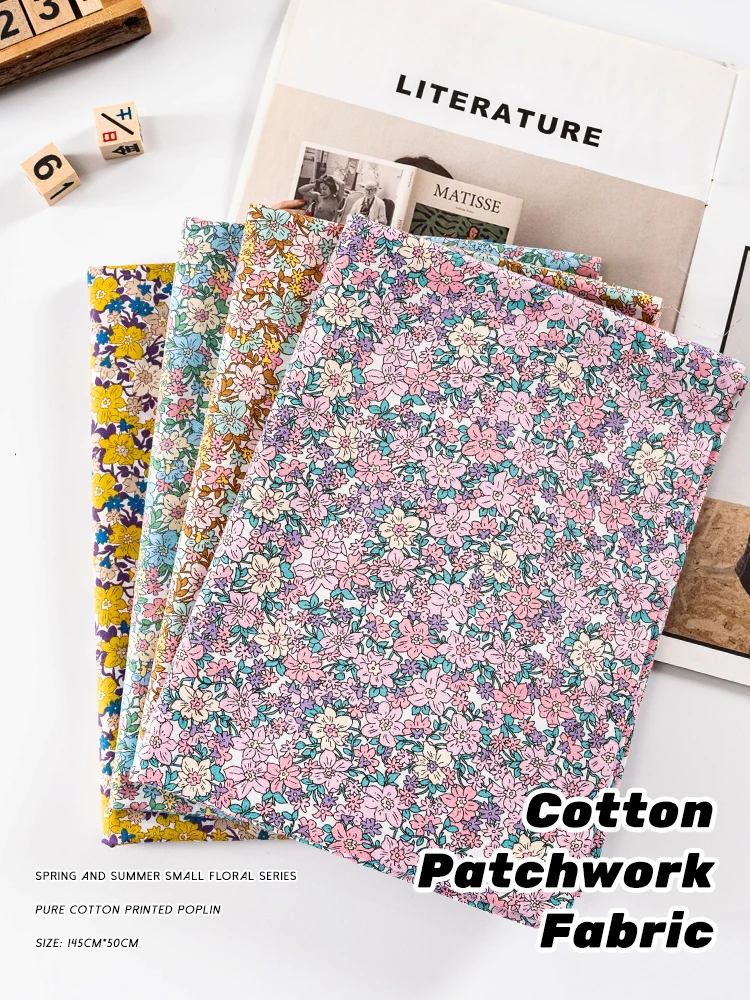 Bright-flower-vantage-patten-printed-cotton-poplin-fabrics-for-sewing ...