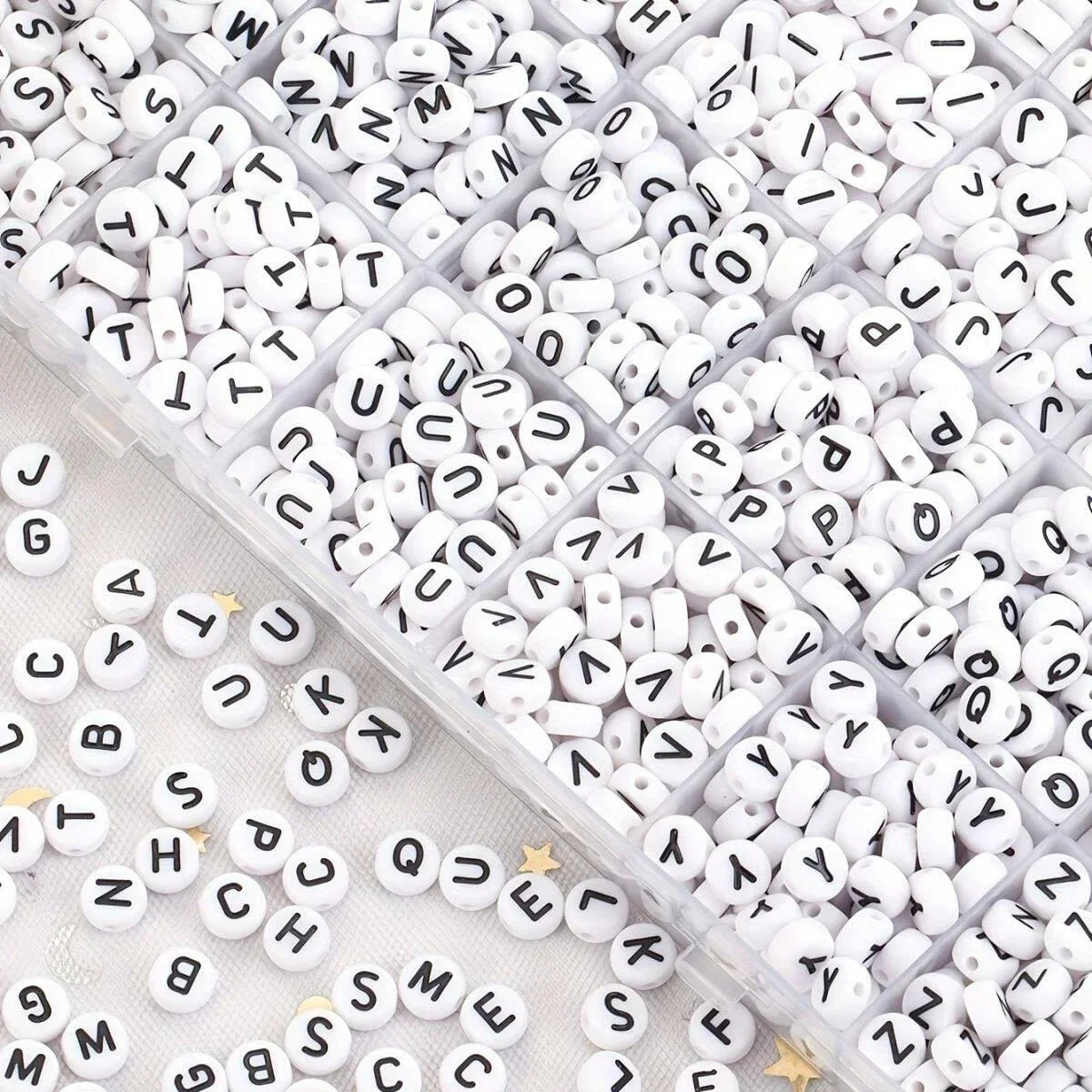 100pcs-7mm-Letter-Beads-White-Round-Charm-Alphabet-Acrylic-Loose-Spacer ...