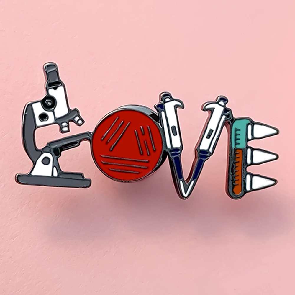Catuni-Biology-Science-Love-Pin-Brooch-Creative-Enamel-Microscope-Petri ...