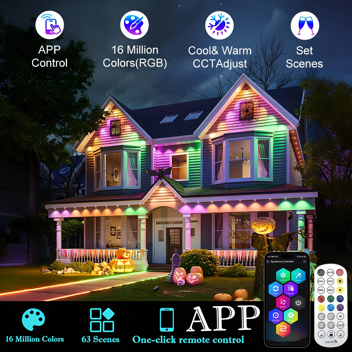 147FT-Permanent-Outdoor-Lights-String-RGBIC-Eaves-LED-Lights-APP ...