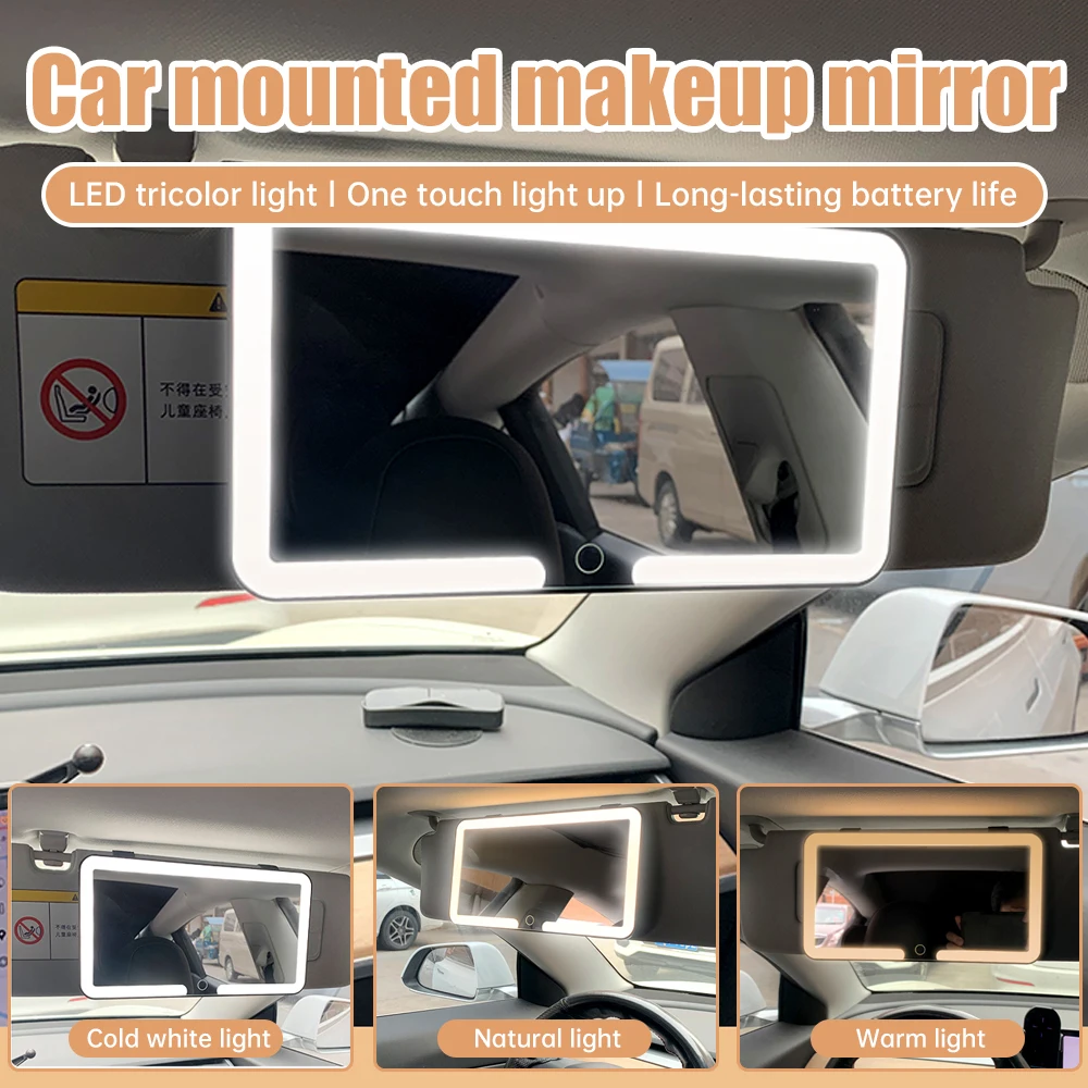 HD-Mirror-Car-LEDMakeup-Mirror-Three-Gear-Adjustment-Sun-Visor-Plate ...