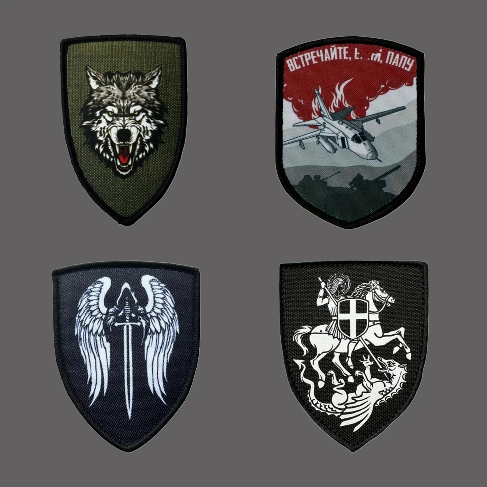1pc Military Tactical Morale Shield Patch,Vintage Wolf Head Printed ...