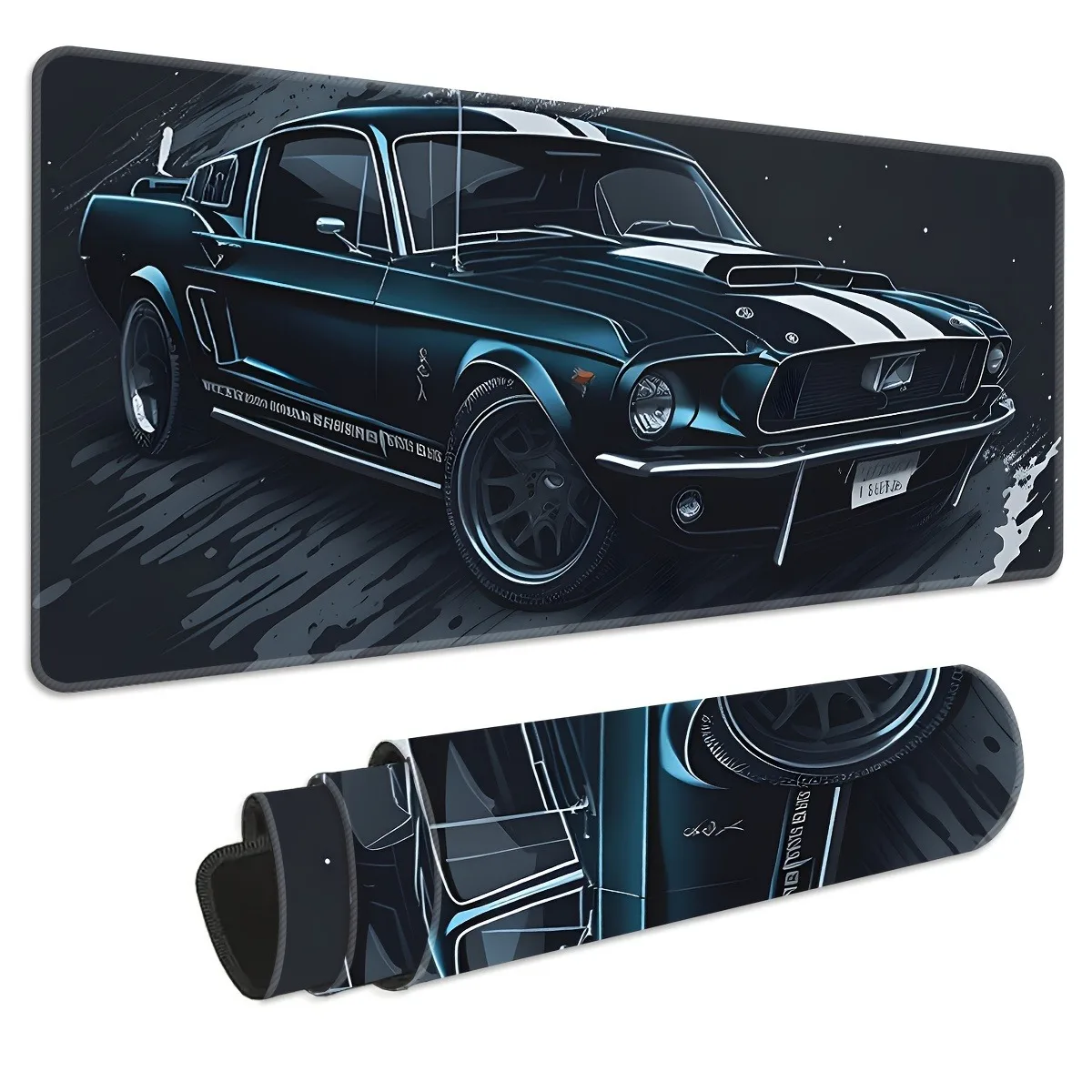 Black Mustang Car Mouse Pads Large Computer Office Game Table Mats XXL ...