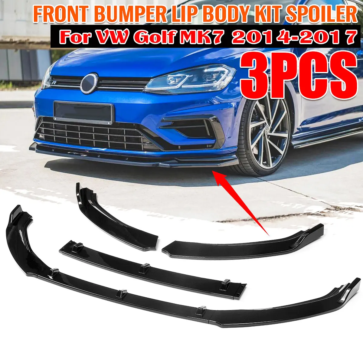 3pcs-Car-Front-Bumper-Splitter-Lip-Spoiler-Diffuser-Protector-Guard ...