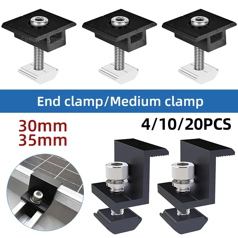 Solar-Panel-Mounting-Fixing-Clamp-Adjustable-Bracket-End-Mid-Clamp-PV ...