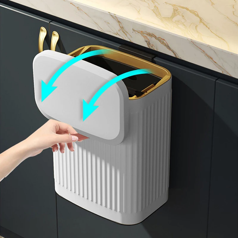 8L-Kitchen-Hanging-Trash-Can-with-Lid-Stainless-Steel-Garbage-Bin-Wall ...