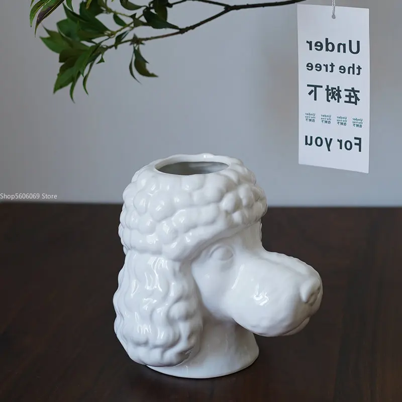 Elegant Poodle Ceramic Vase Scandinavian Style Art Dog Shape Vase Home ...