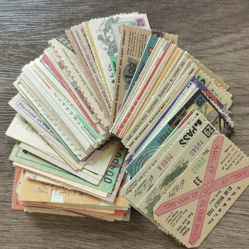 400pcs Large Collector Time Ticket Material Paper Pack Retro Bill ...