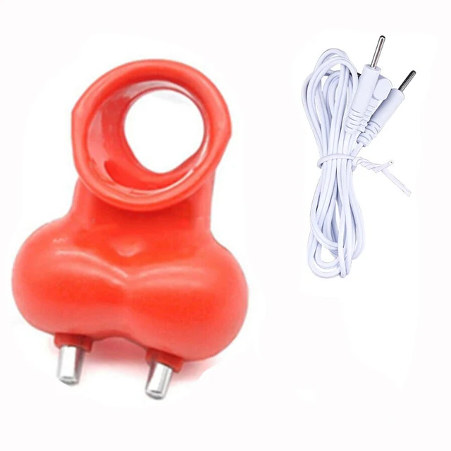 Electric Shock Testicle Stimulator Chastity Cage Male Electro Scrotum ...