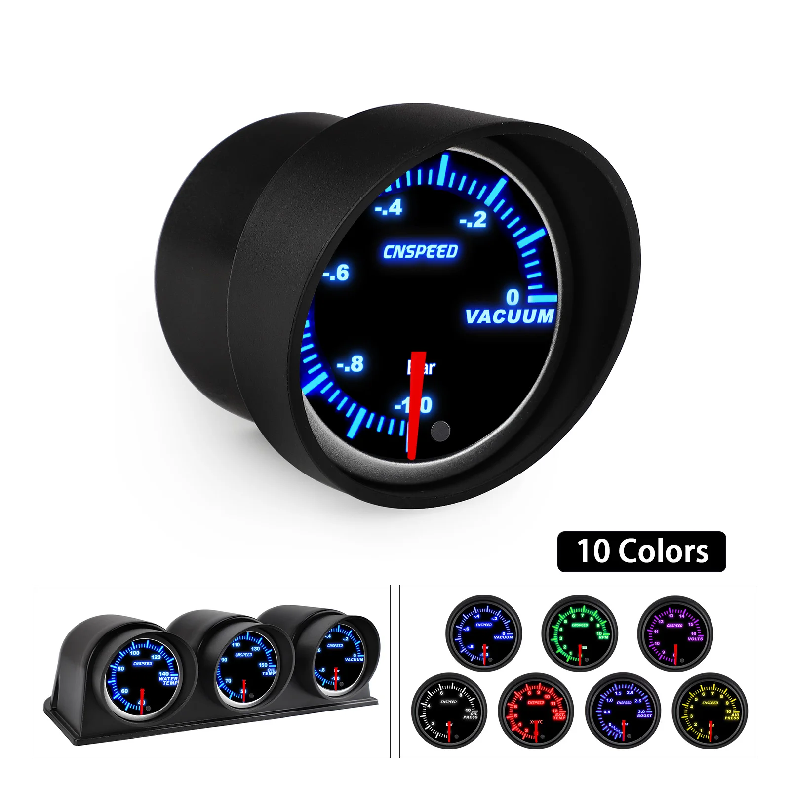Universal-2-52mm-10-Color-LED-12V-Racing-Turbo-Boost-Gauge-RPM ...