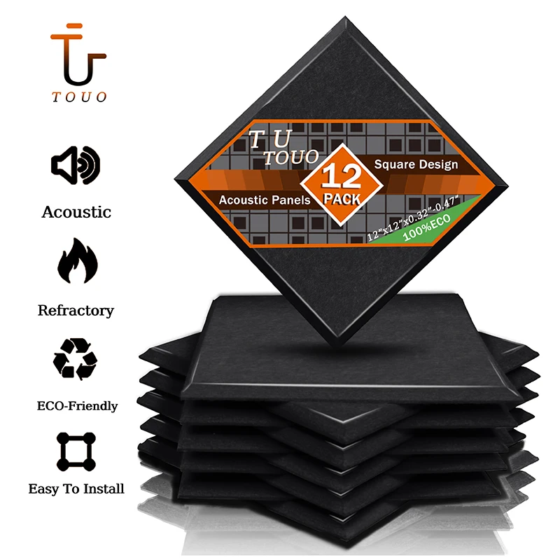 TOUO-12-Pcs-Acoustic-Panels-High-Density-Studio-Sound-Proofing-Ceiling ...