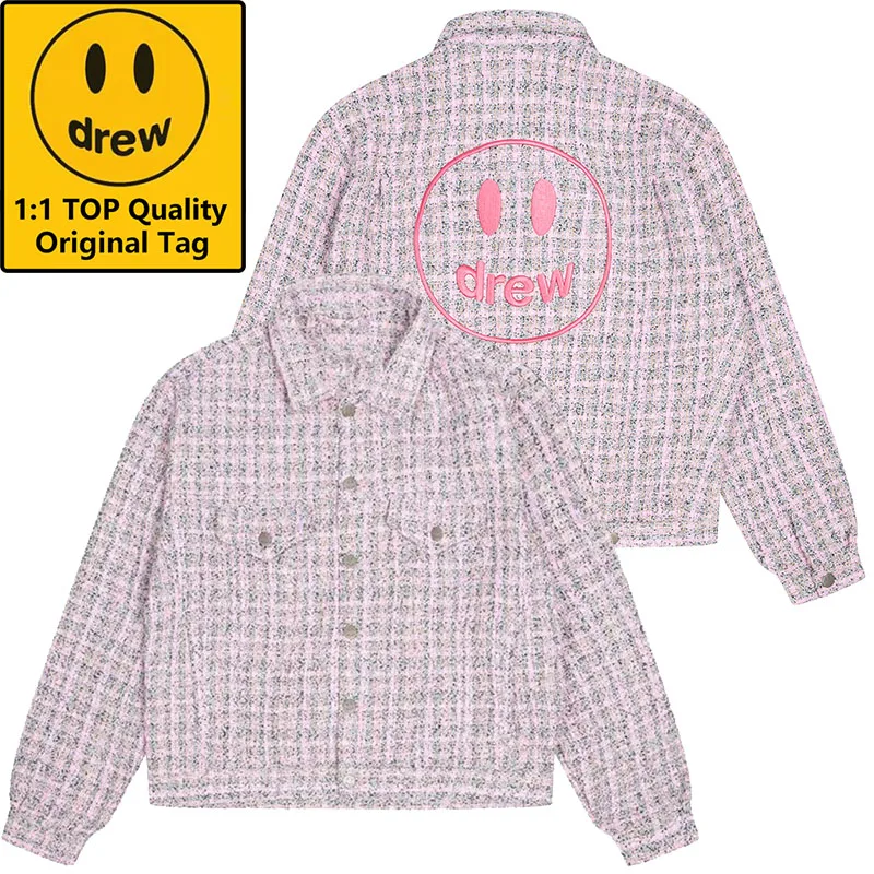 New Drew House Jackets Fashion Men and Women Justin Bieber Pink Grid ...