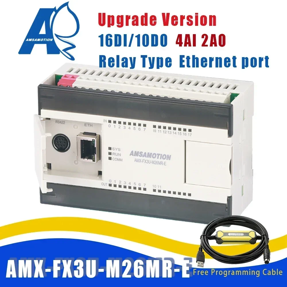 Upgrade AMX-FX3U-26MR Ethernet PLC 4AI/2AO 16I/10O Compatible with ...