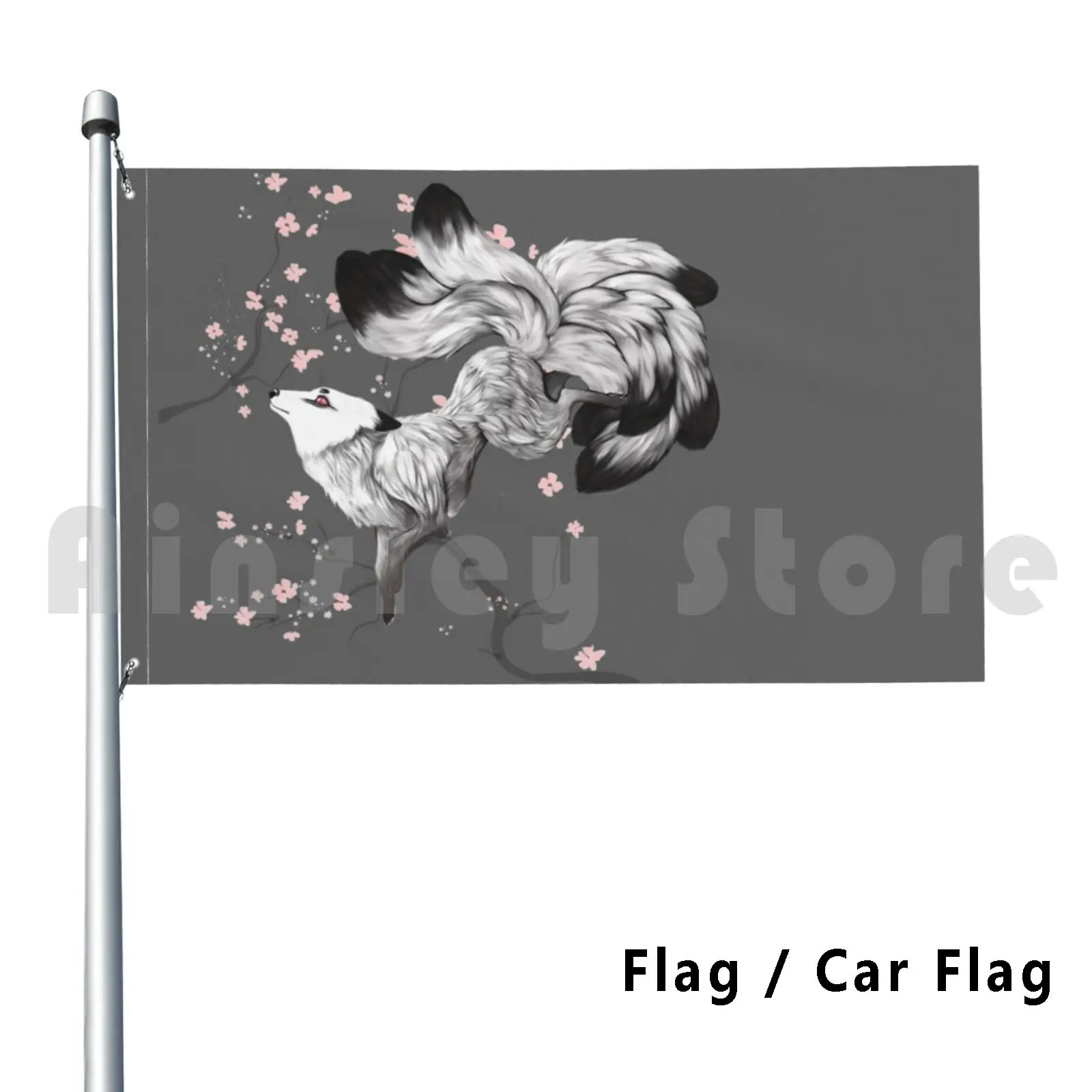 Kitsune Blossom Flag Car Flag Funny Kitsune Cherry Blossom Fox Spring ...