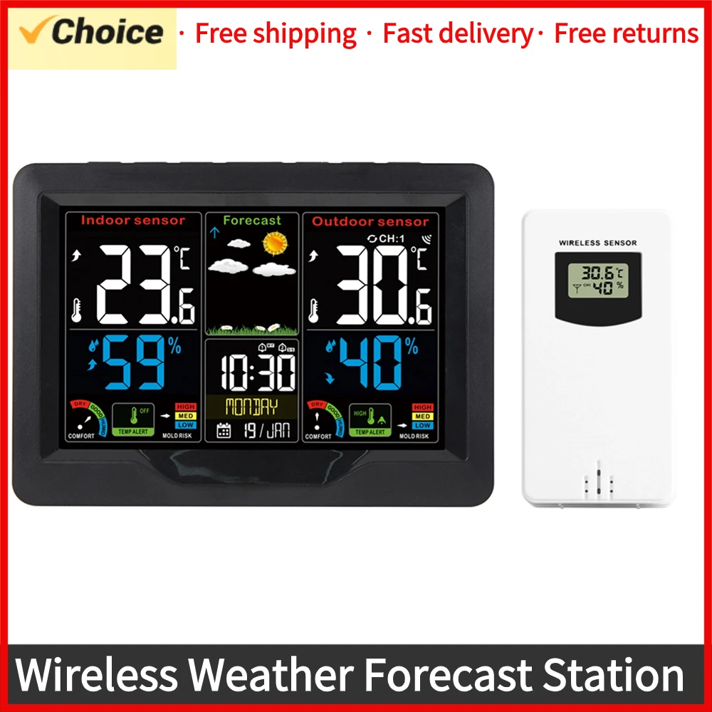 Digital-Weather-Station-Clock-Indoor-Outdoor-Temperature-and-Humidity ...