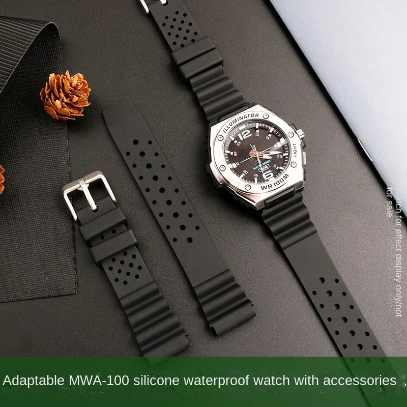 For Casio Black Knight 5577 MWA-100H MWA100H student sports silicone ...