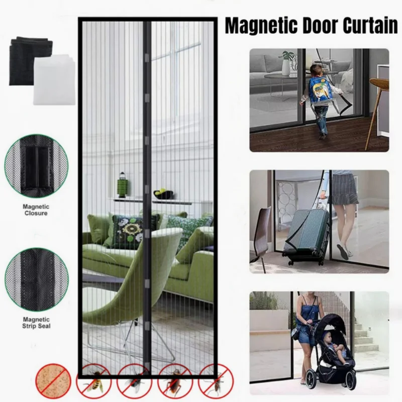 Punch-free Magnetic Mosquito Net Anti Bug Insect Fly Mesh Door Curtains ...
