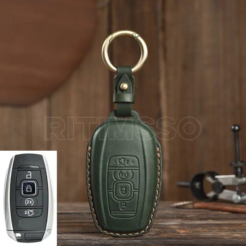 4-Buttons-Leather-Shell-Fob-Car-Key-Case-Cover-for-Lincoln-Continental ...