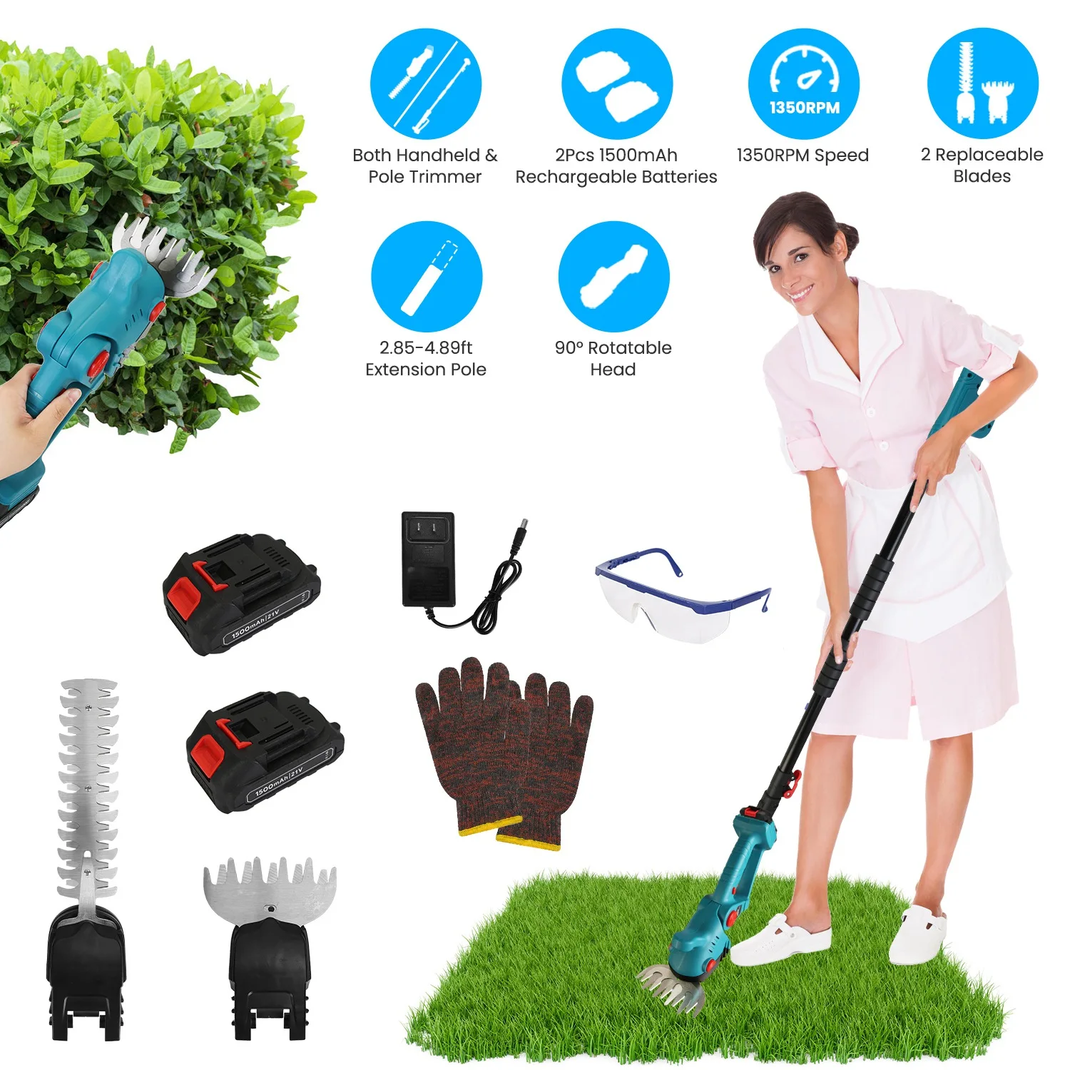 3 In 1 Multifunctional Mini Hedge Trimmer & Grass Shear Electric ...