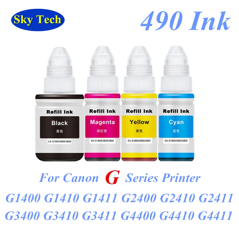 Sky 490 GI-490 Ink ,Premium Refill Ink For Canon G1400 G1410 G1411 ...