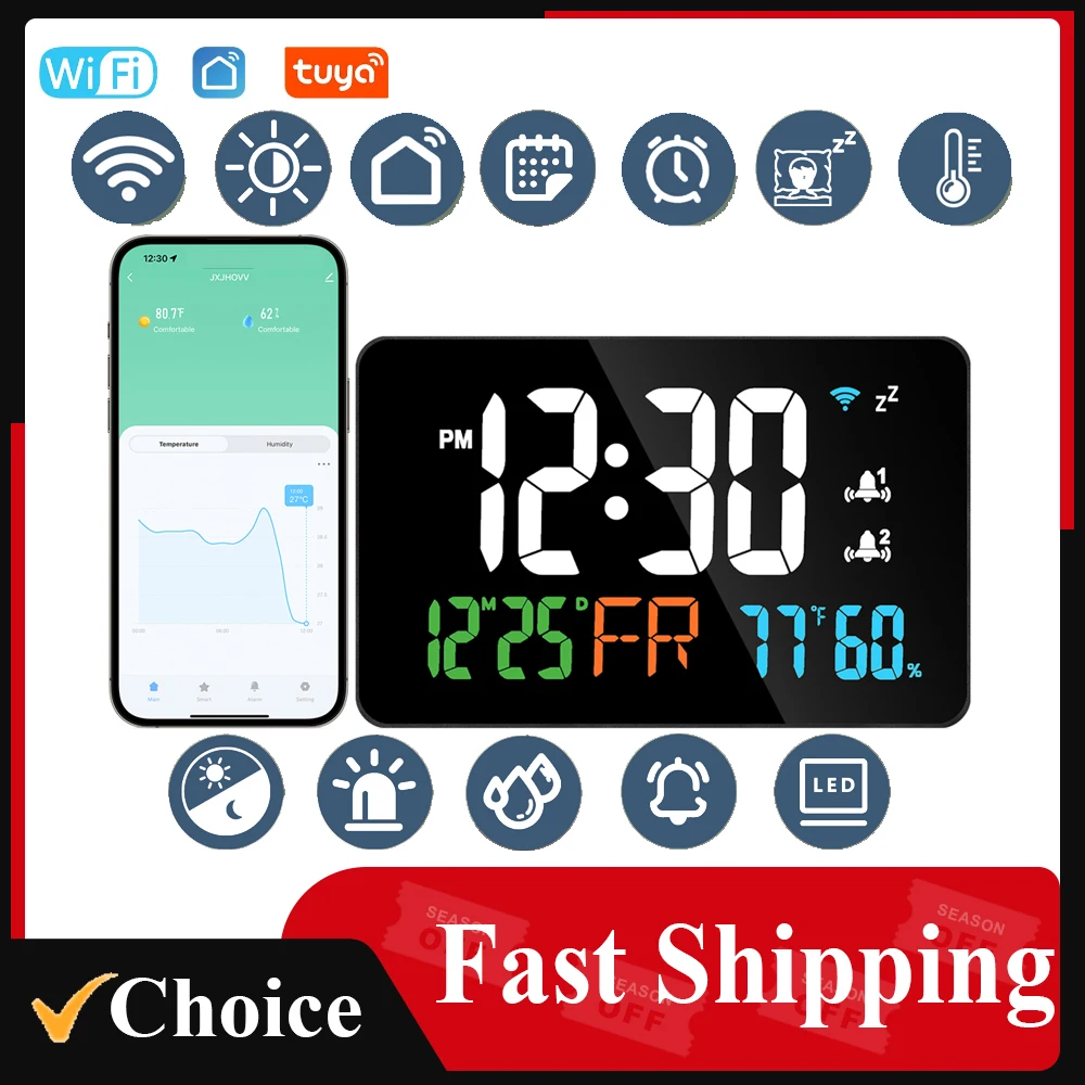 Tuya-WiFi-Desktop-Clock-Calendar-Intelligent-Thermometer-Hygrometer-with-Digital-LED-Display ...