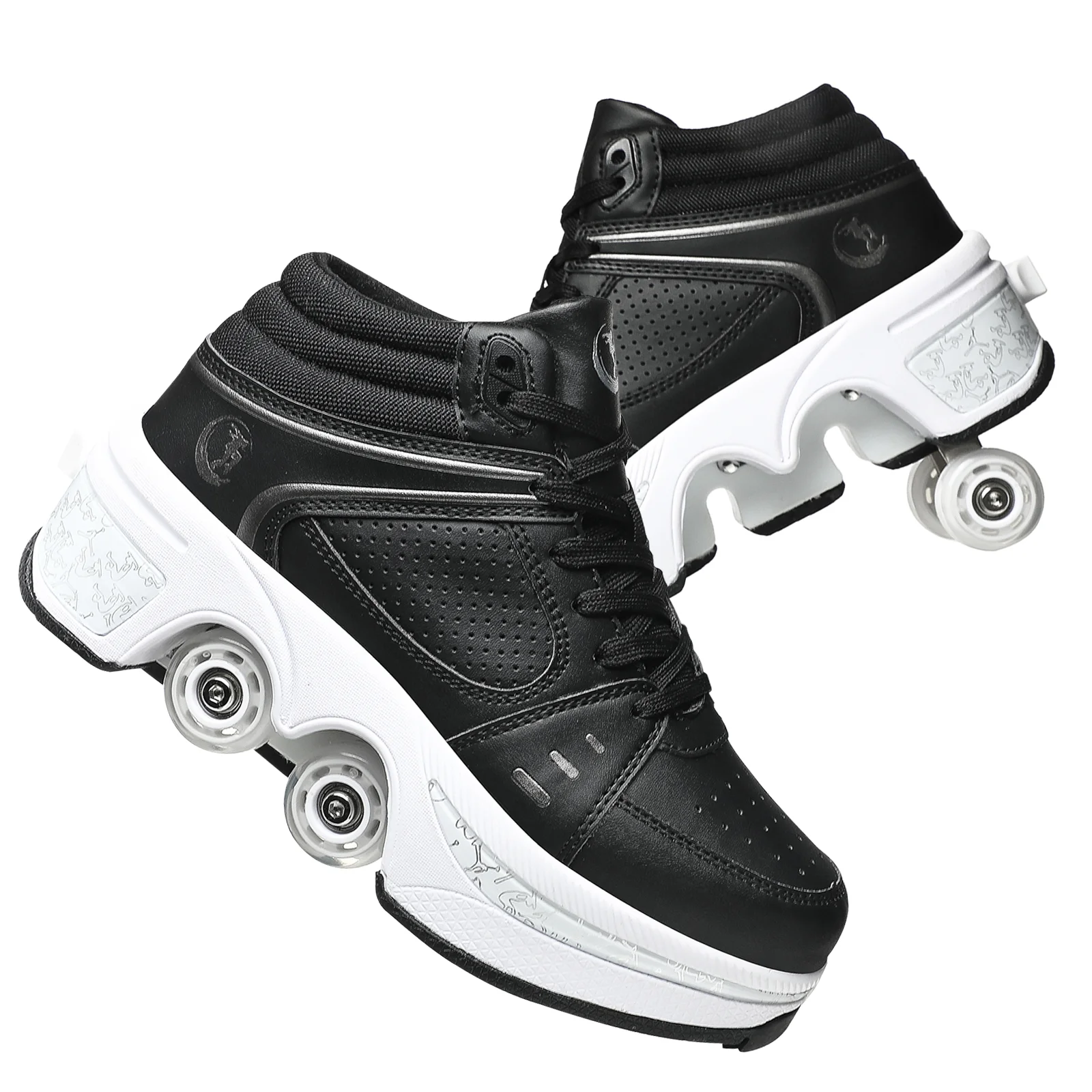 Outdoor Double Row Deform Kick Roller Skates That Turn Into ...