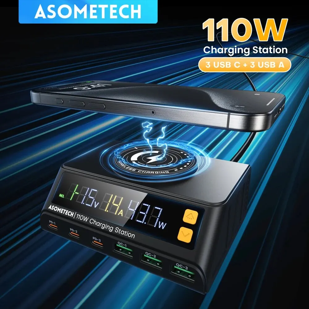 110W 7 IN 1 USB Charger With Wireless Charging Station PPS PD USB Type ...