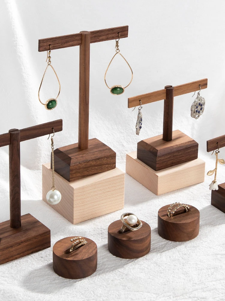 Wooden Earring Jewelry Holder Walnut Earring Organizer Hanging Stand ...