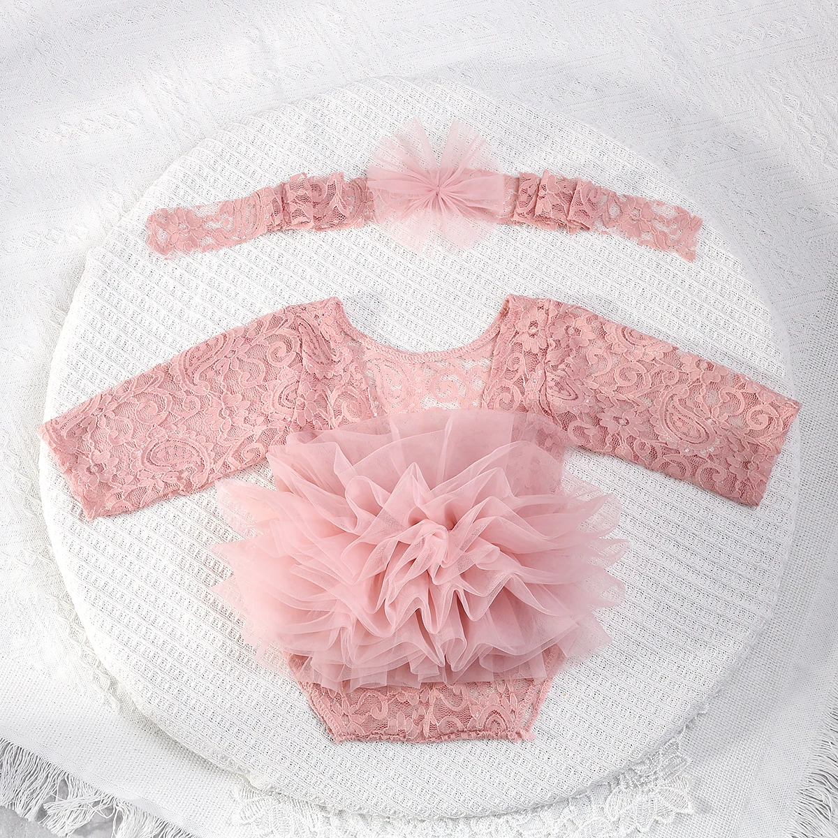 Ylsteed-2-Pieces-Set-Dusty-Pink-Newborn-Lace-Romper-for-Photo-Shooting ...