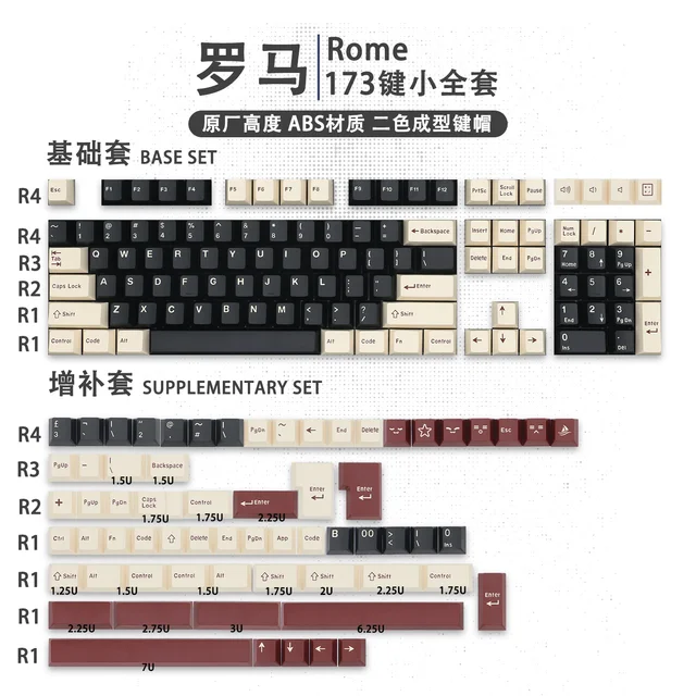 GMK Rome 키캡 ABS 더블 샷 키캡, 체리 프로필 키캡, ISO 입력, HHKB EU 레이아웃, 3U 7U 스페이스바 ...