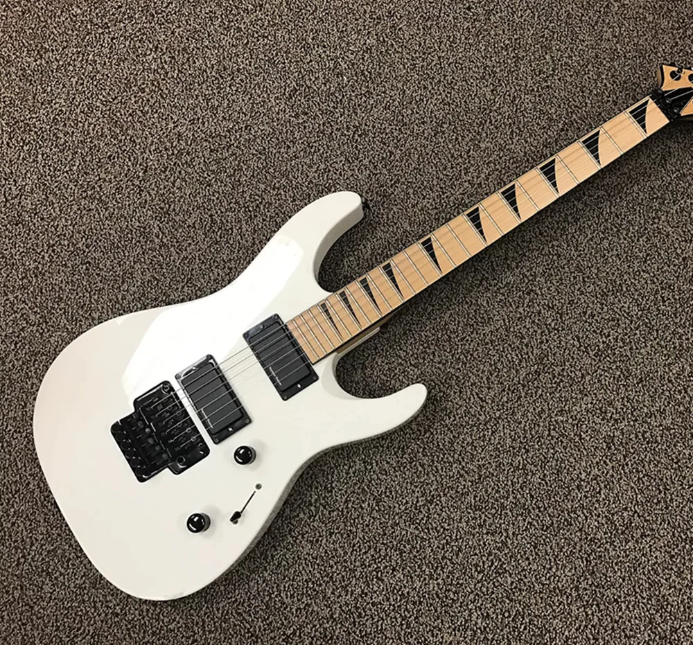 White-Body-Electric-Guitar-with-Maple-Neck-Black-Hardware-Provide ...