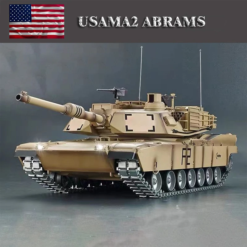 HENNLONG 3918-1 미국 M1A2 Abrams 메인 배틀 탱크 RC 모델, 모든 금속 연기 2.4G 전기 원격 제어 군사 차량 장난감