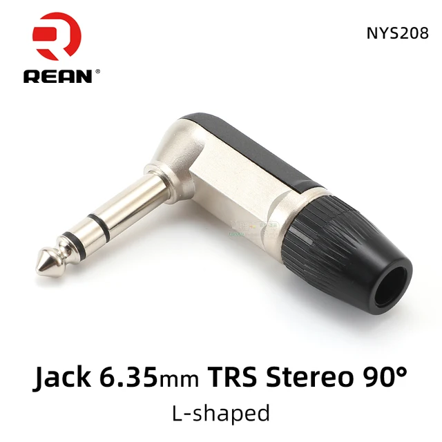 Neutrik-REAN 잭 6.35mm TS TRS 90 ° L 자형 직각 플러그 스테레오, 모노 2 3 극 6.5 1/4 ...