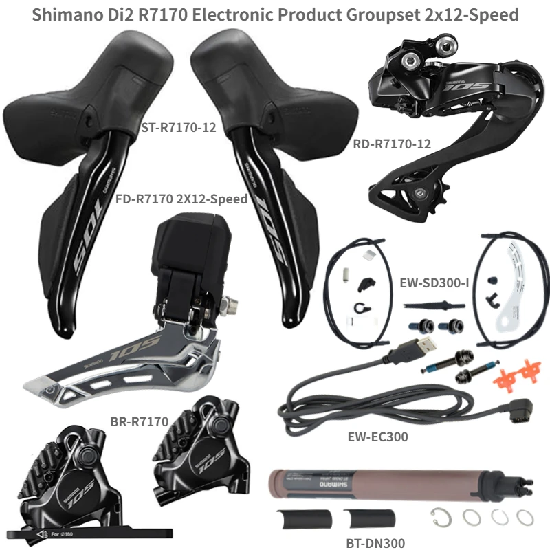 shimano 105 Di2 R7170 2x12 Speed Groupset Road Disc Brake Groupset ...