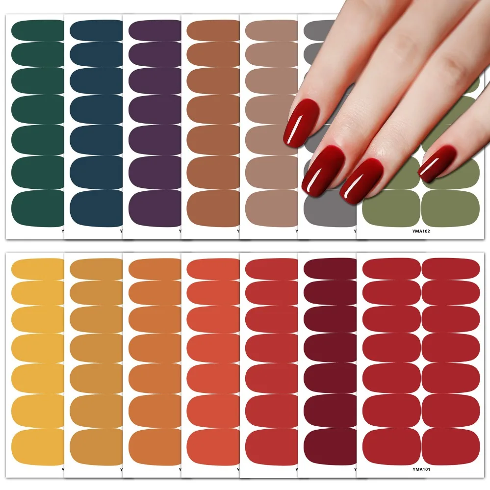 Solid-colour-nails-sticker-art-Simple-waterproof-nail-sticker-colorful ...