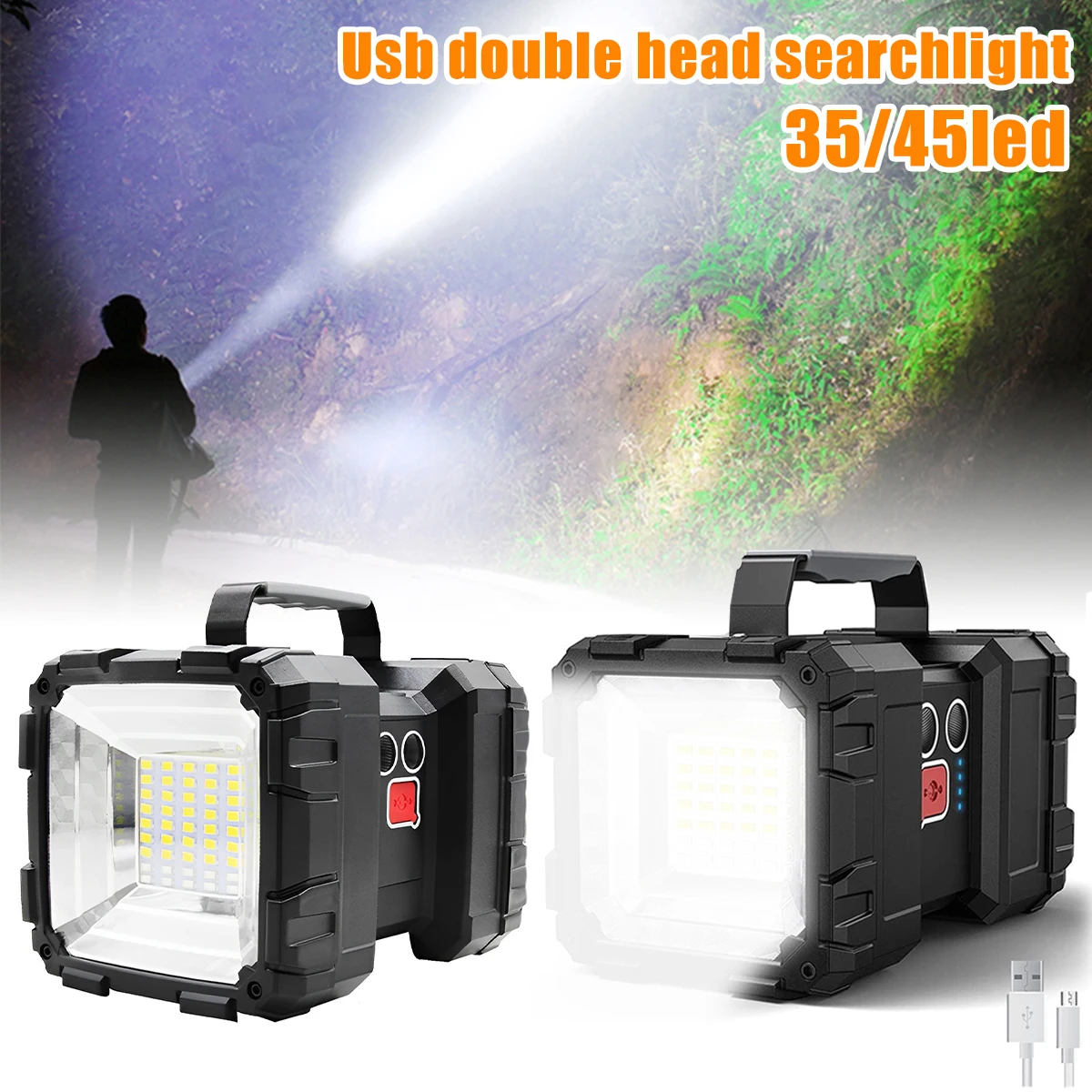 Super Bright Searchlight LED Spotlight Double Head Camping Lamp ...