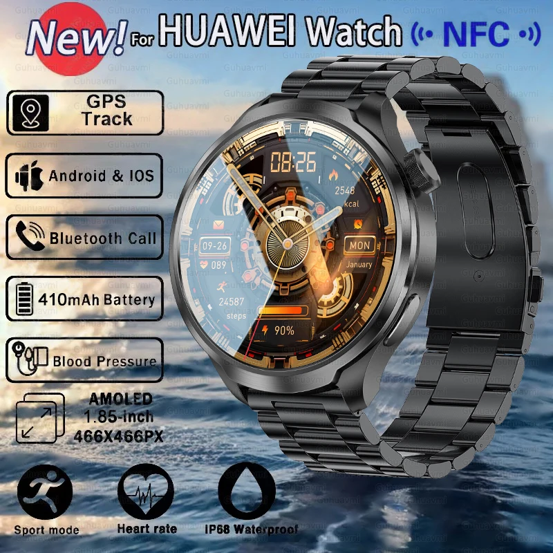For-Huawei-Xiaomi-GPS-NFC-Smart-Watch-1-85-Men-AMOLED-HD-Screen-Heart ...