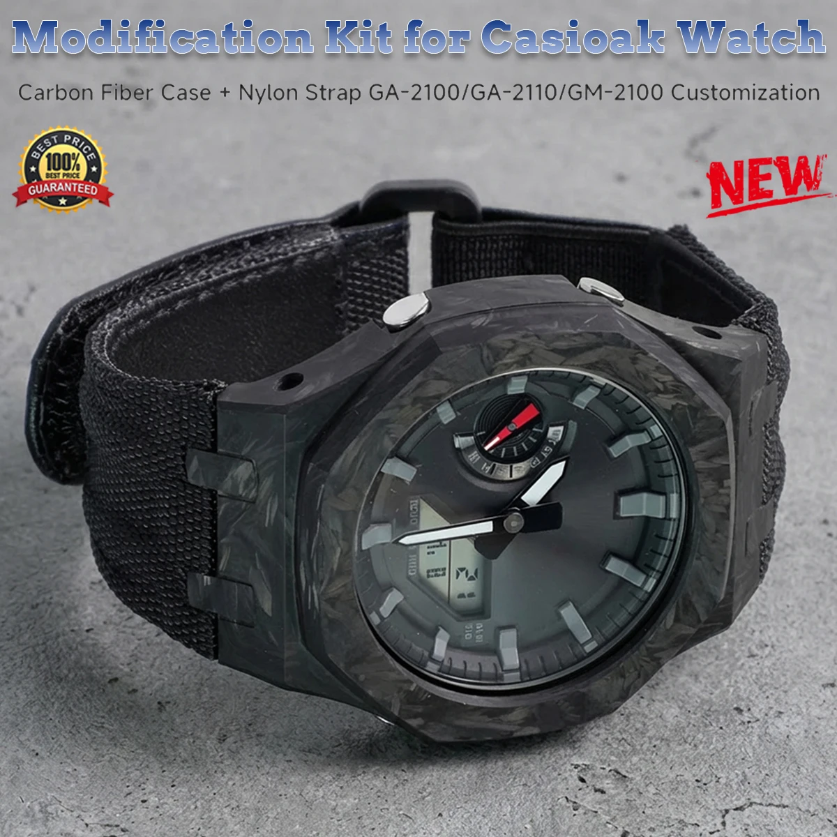 Gen4 Mod Kit For Casioak GA2100 GM2100 Carbon Case Bezel Nylon Strap ...
