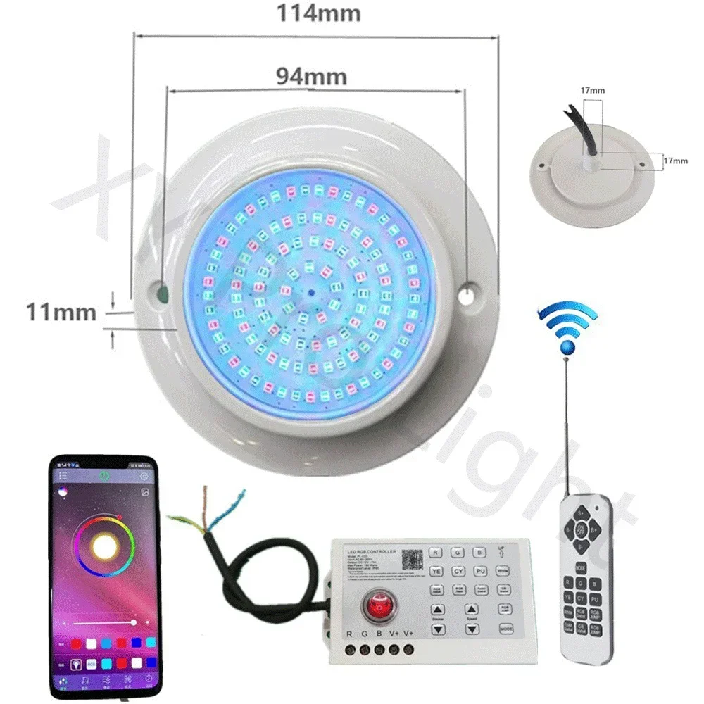 12W RGB LED Pool Light Bluetooth APP Control DC12V Outdoor/Indoor ...