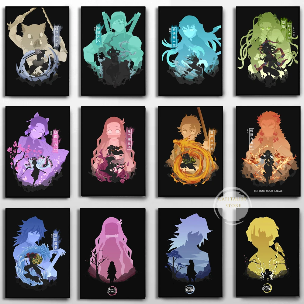 Anime Demon Slayer Poster Tanjiro Nezuko Home Wall Art Canvas Painting ...