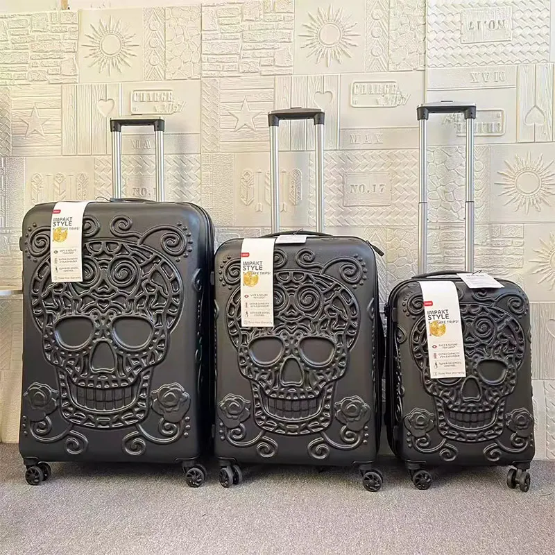 3D-Skull-Suitcase-20-24-28-inch-New-Fashion-Cabin-Rolling-Luggage-with ...
