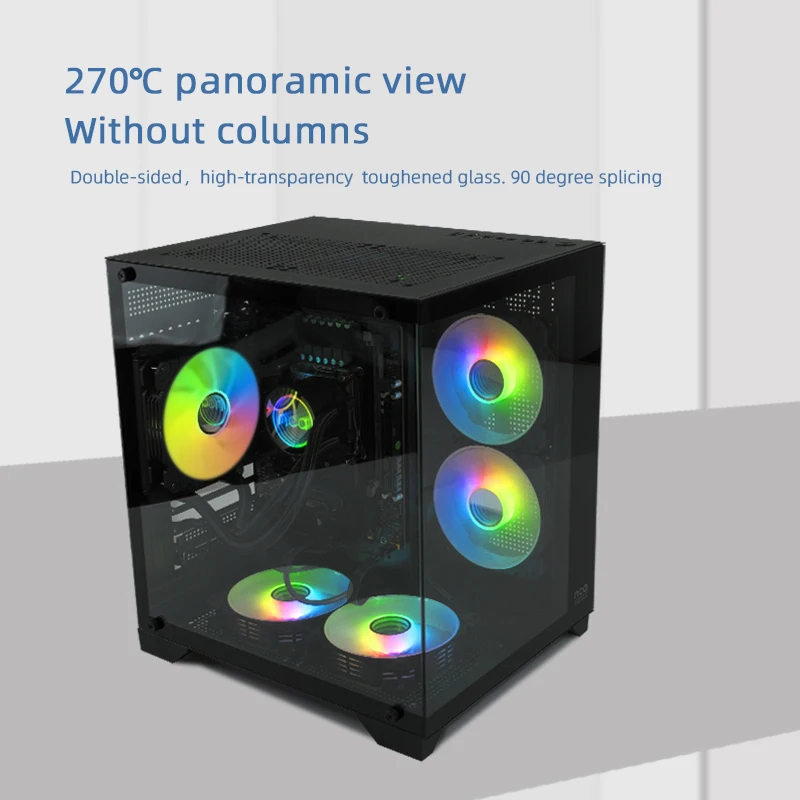 MANMU PC Case Sea View Room Gaming Computer Desktop M-ATX Motherboard ...