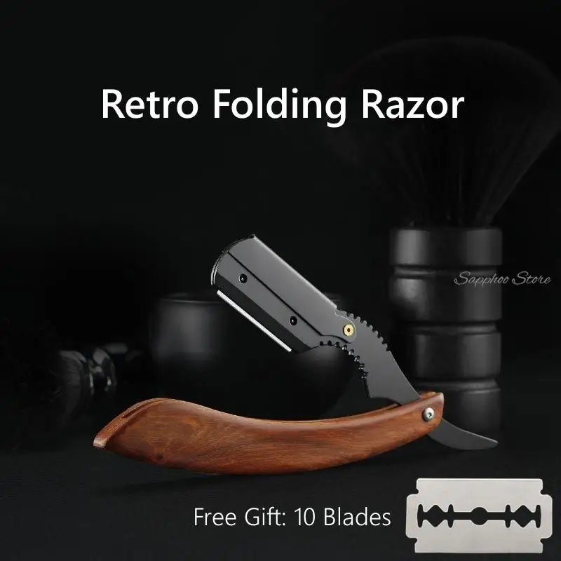 High-end-Manual-Folding-Beard-Shaving-Care-Razor-With-Wooden-Handle ...