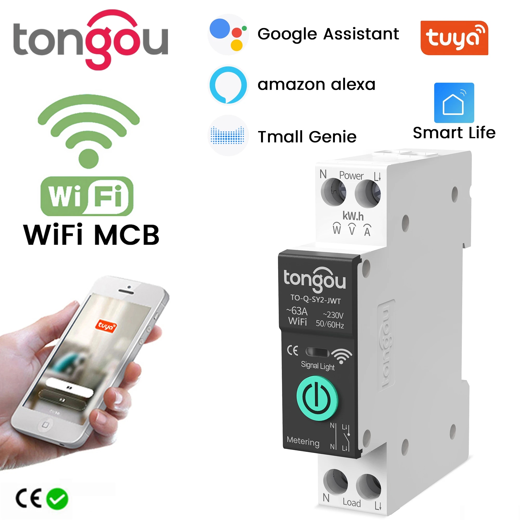Tuya Wifi Smart Circuit Breaker Over Current Under Voltage Protection ...