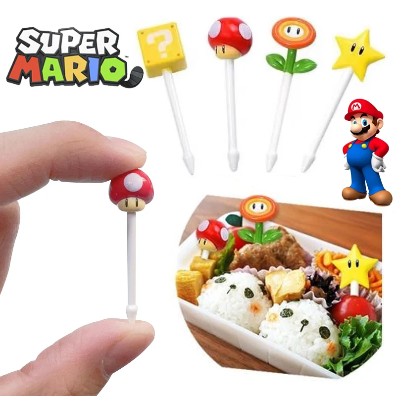 8Pcs-Super-Mario-Fruit-Fork-Mini-Cartoon-Children-Snack-Cake-Dessert ...